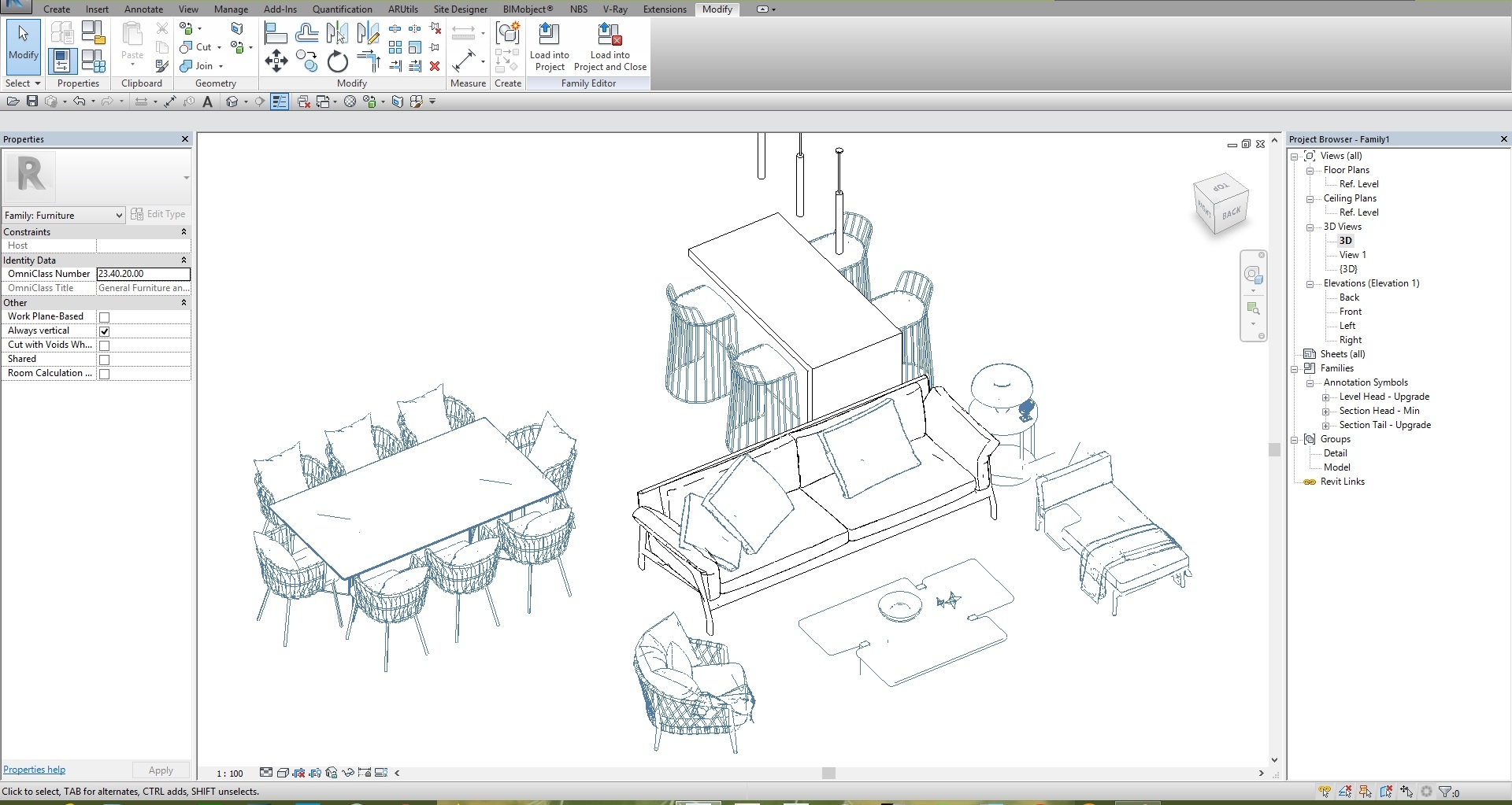 modelo 3d Salón de Revit con comedor 2 - TurboSquid 1552980