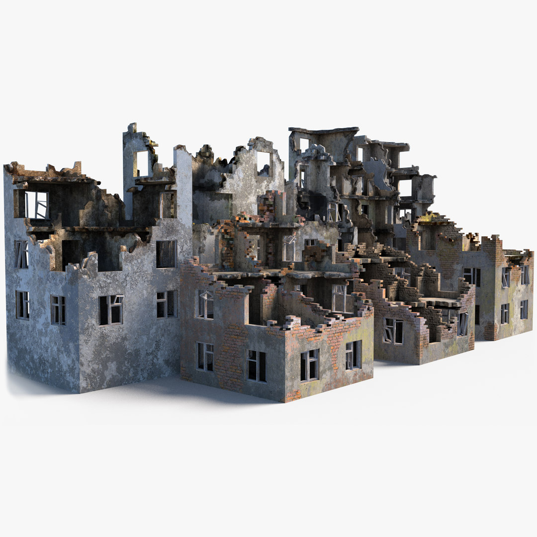 Pack destroyed building model - TurboSquid 1553327