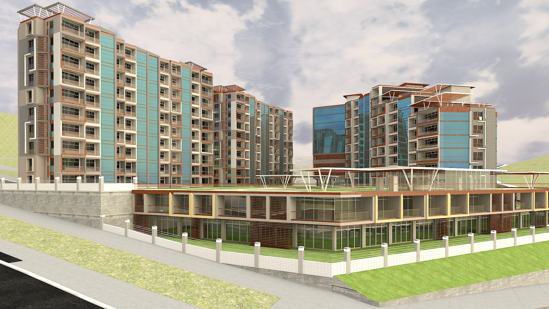 Modern buildings condos 3D model - TurboSquid 1556565