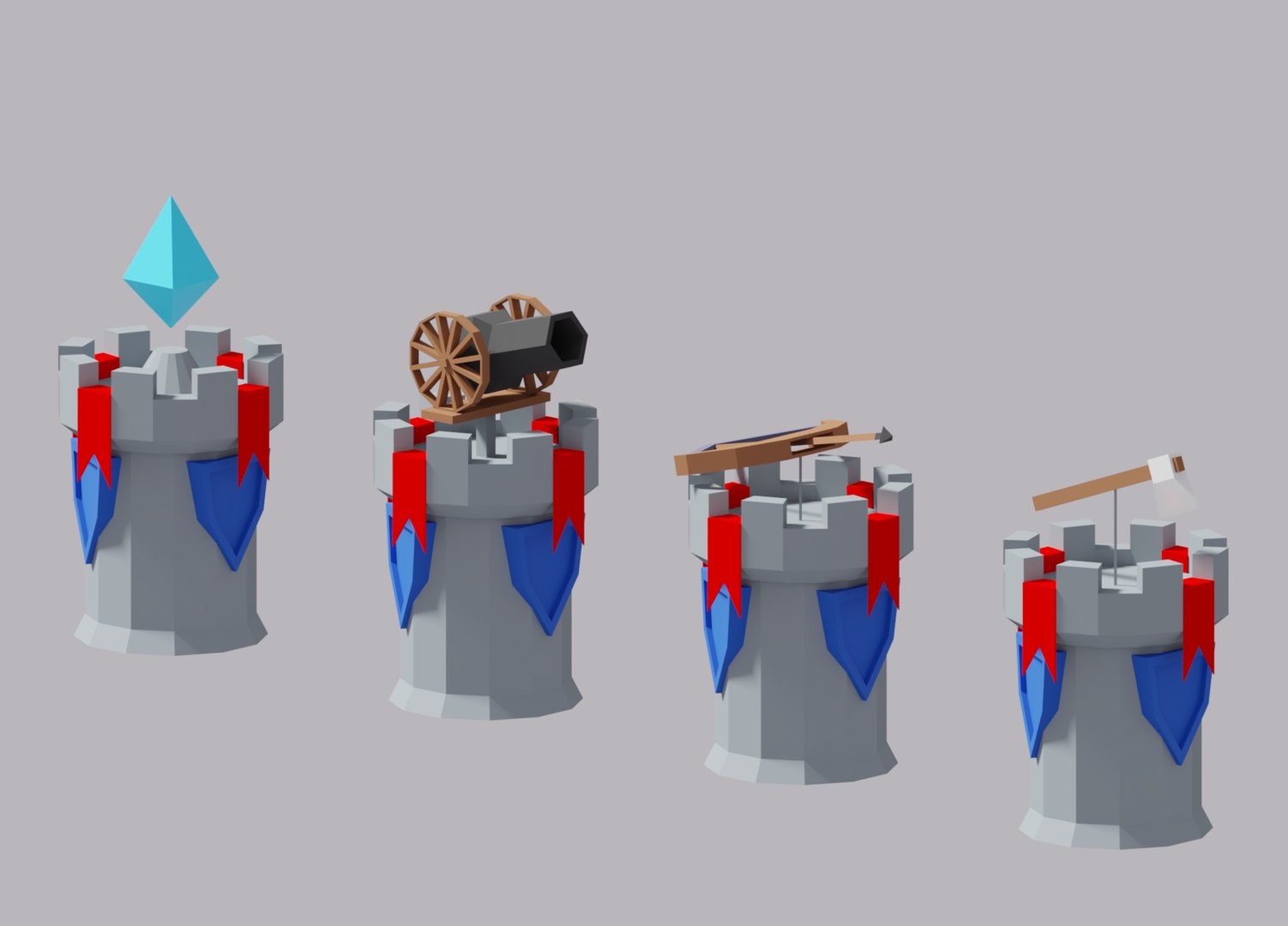 Cartoon simple tower defense 3D - TurboSquid 1556698