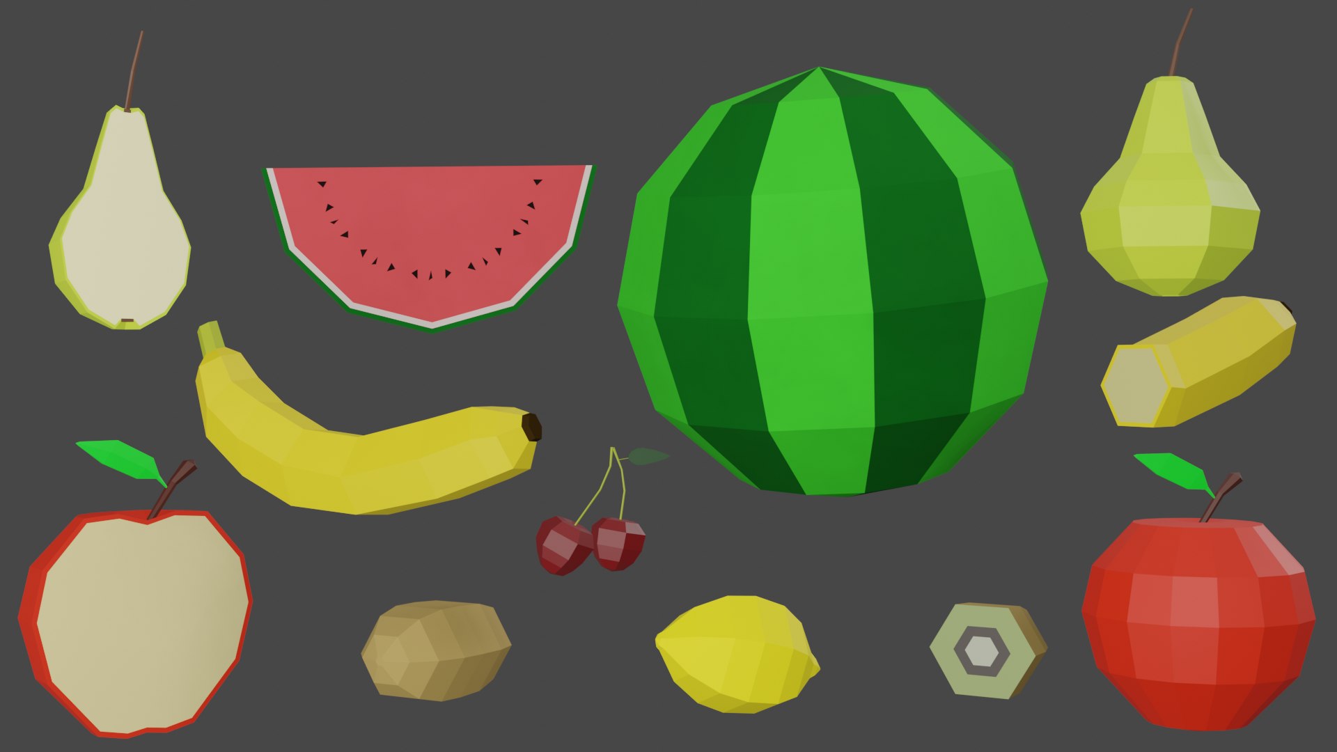modelo 3d Paquete de frutas Low Poly - TurboSquid 1557525