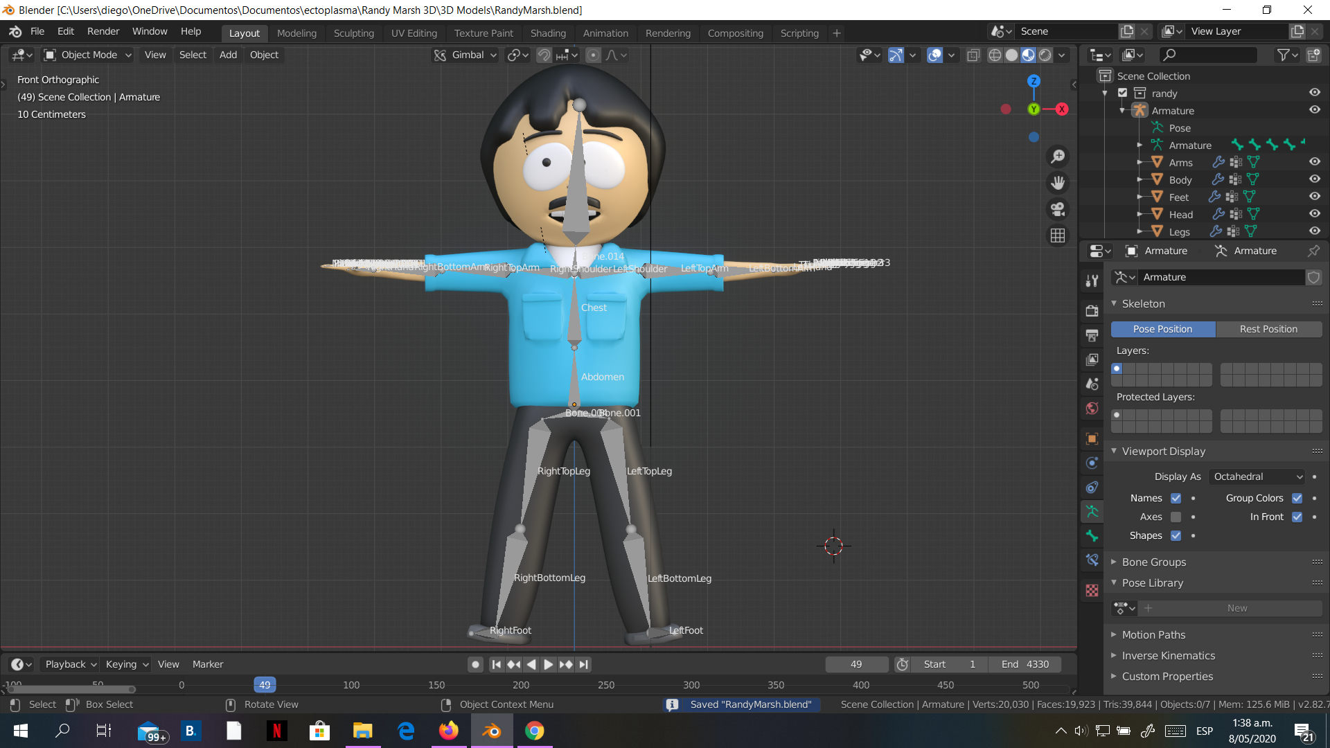 Randy Marsh South Park Model 3D uzbrojony Model 3D Blendera Model 3D ...