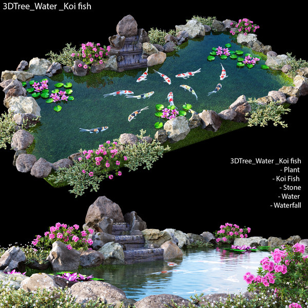 3d model stone waterfall