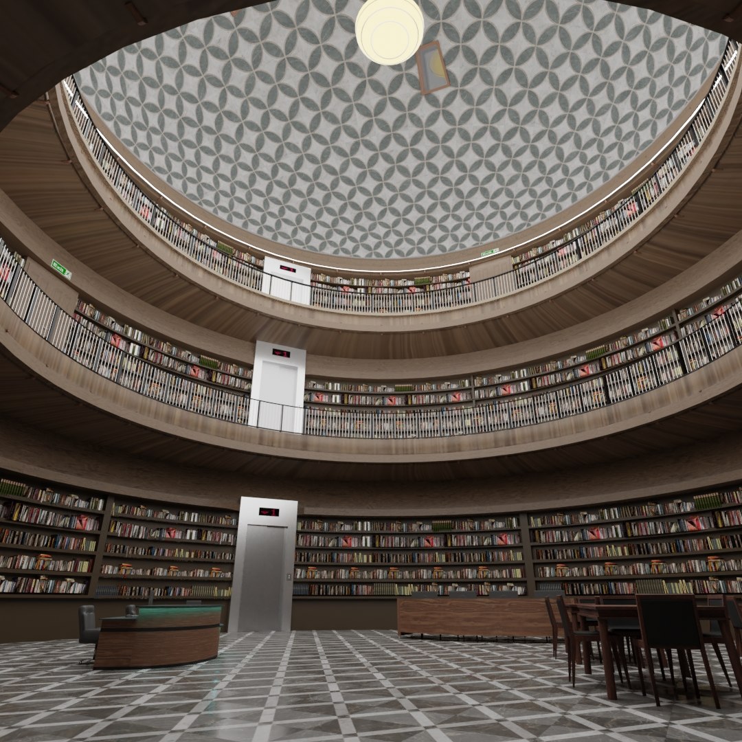 3D public library interior - TurboSquid 1559613