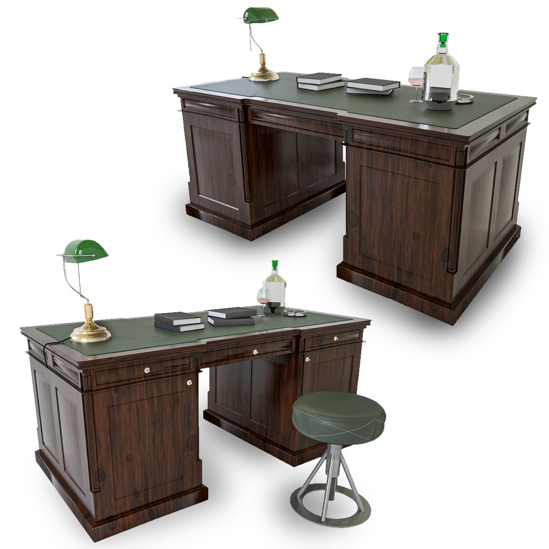 Classic working table desk 3D model - TurboSquid 1533103