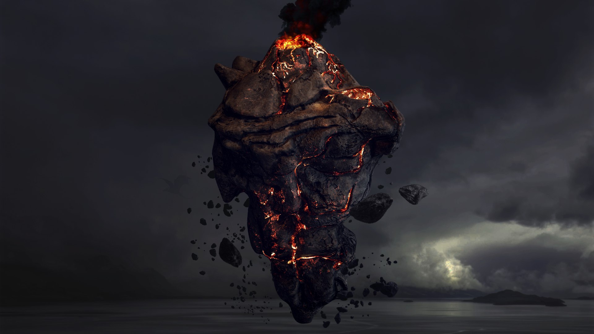 3D model ready floating island volcano - TurboSquid 1559856