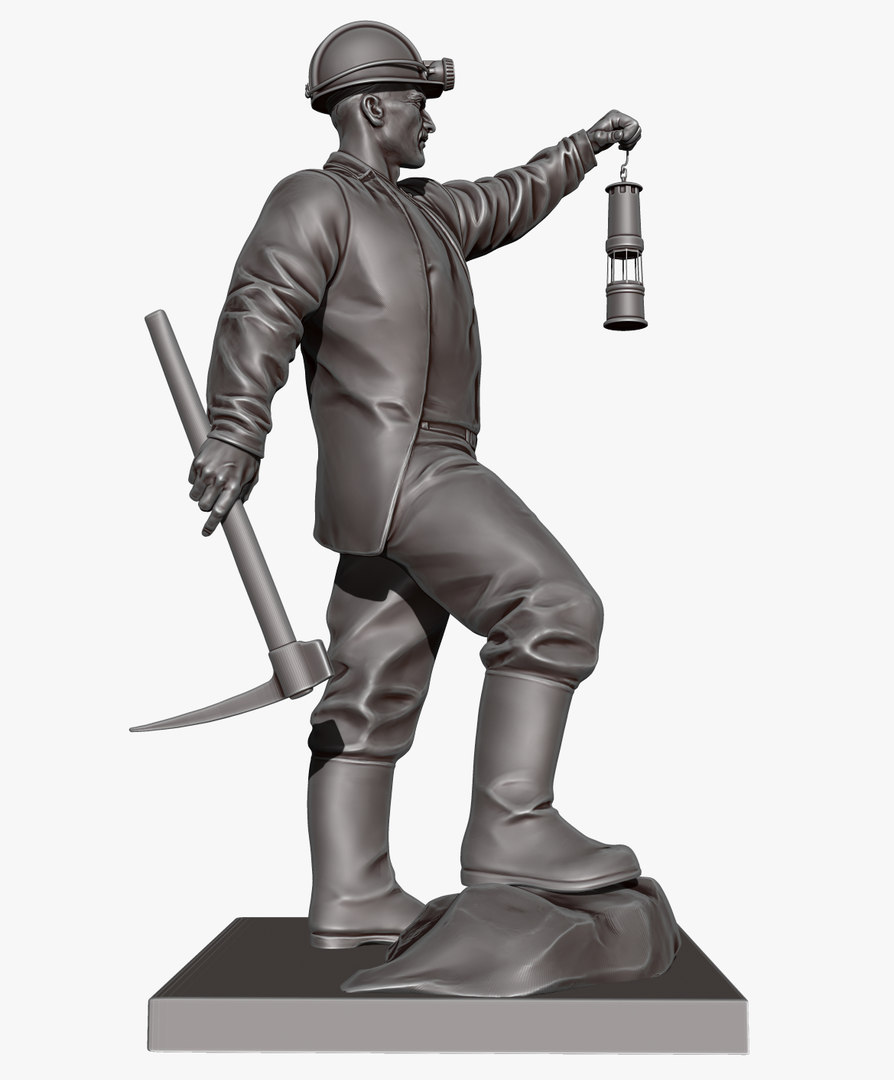 3d ma mine-worker collier pitman sculpture