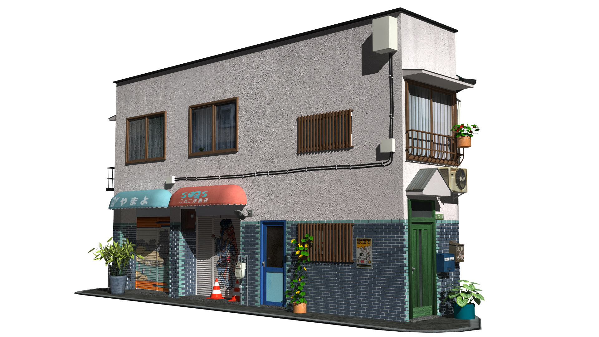 3D japanese corner building shop model - TurboSquid 1561273