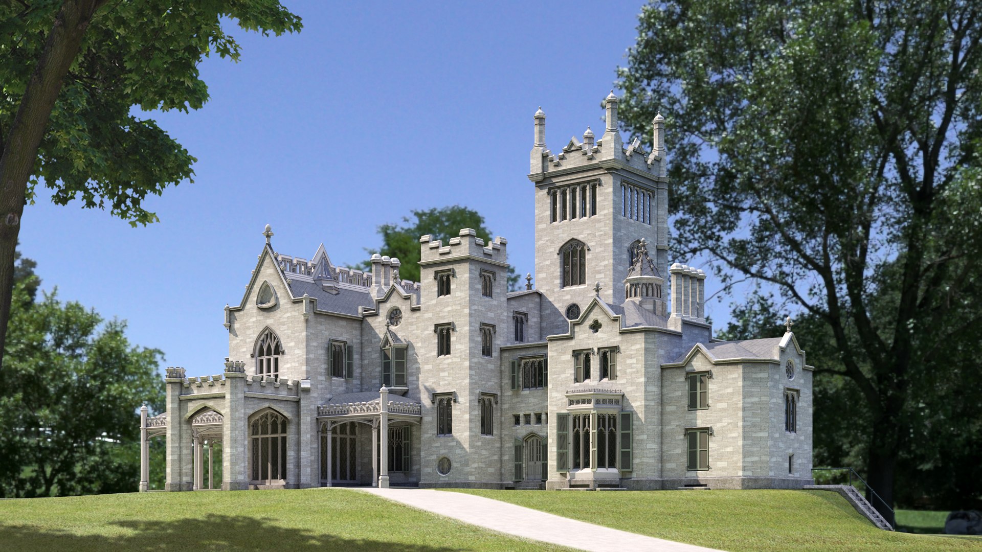 Realistic gothic mansion 3D model - TurboSquid 1562376