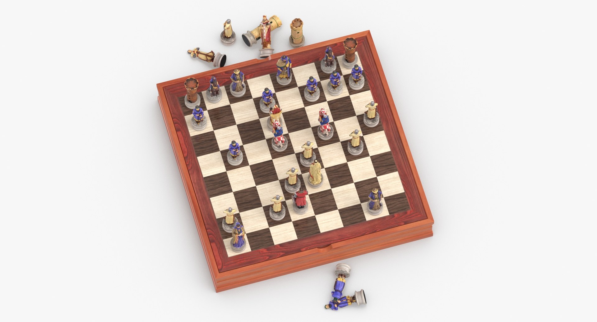 3D chess board set 01 - TurboSquid 1563313