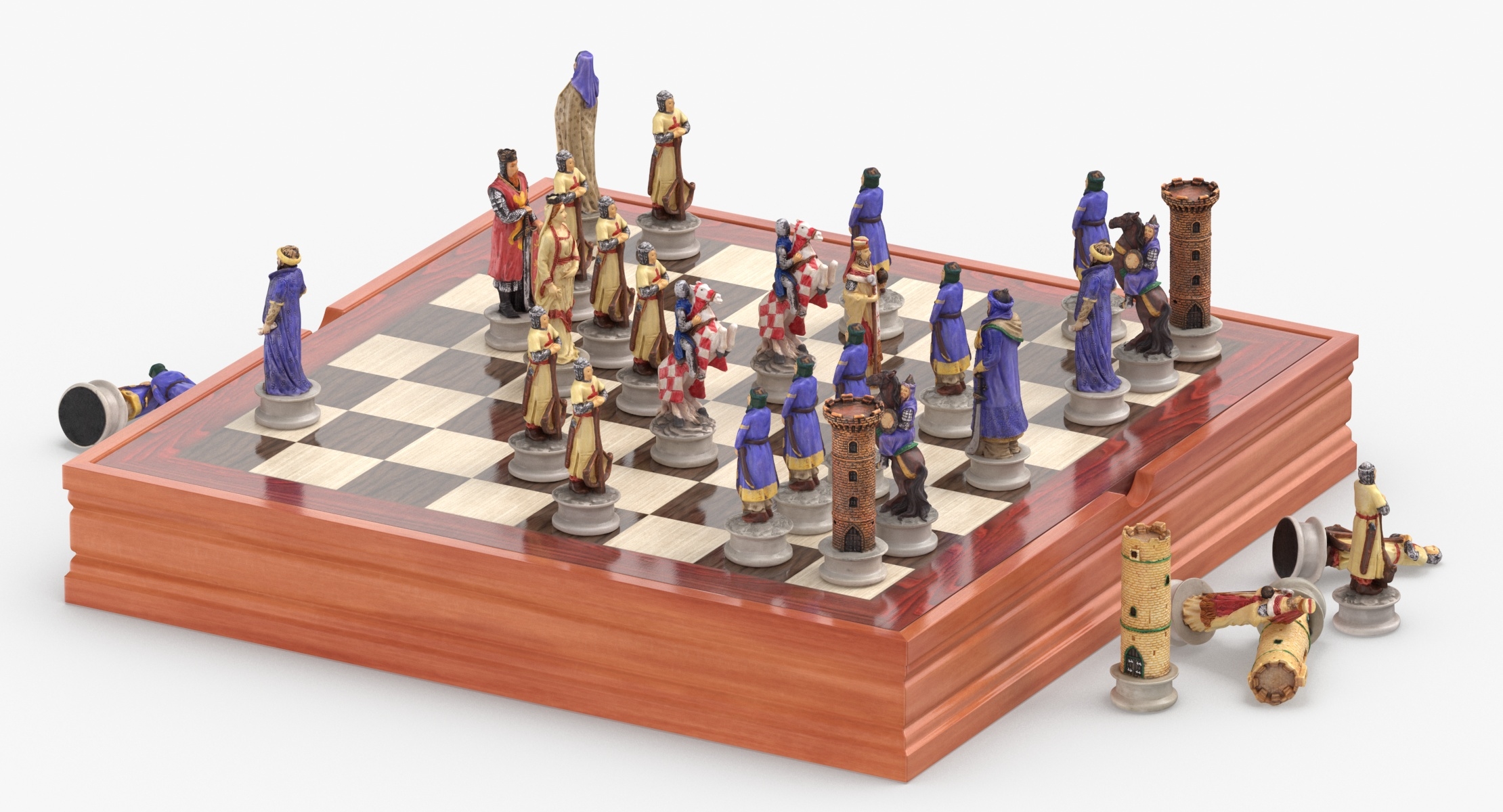 3D chess board set 01 - TurboSquid 1563313