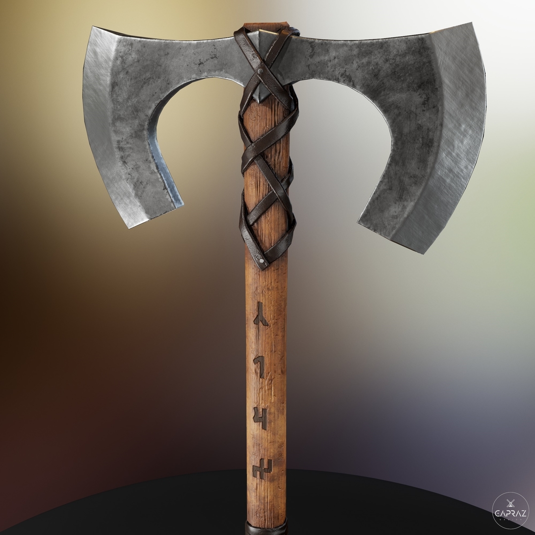 3D viking double axe modeled model - TurboSquid 1563358