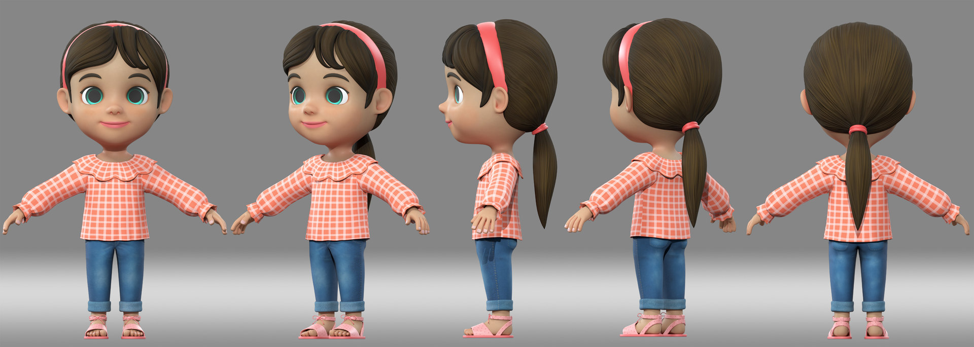 Cartoon girl child student 3D model - TurboSquid 1564985