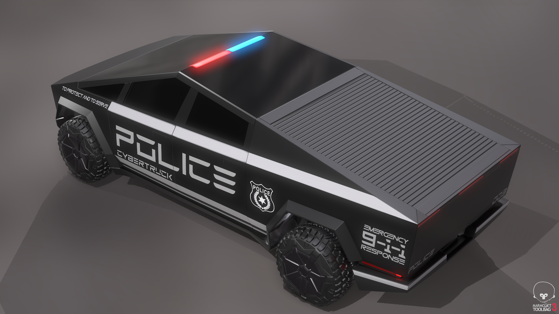 Tesla Cybertruck Police Pack 5 assets Modelo 3D - TurboSquid 1565236