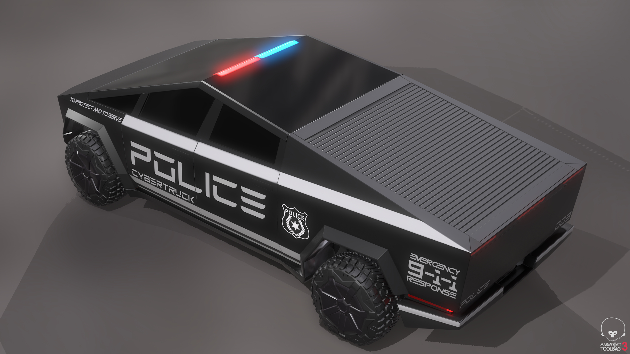 Tesla Cybertruck Police Pack 5 资产3D模型 - TurboSquid 1565236
