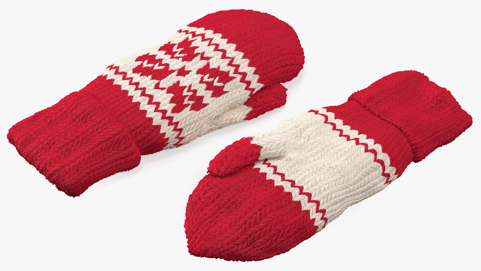 Knitted red wool mittens 3D model - TurboSquid 1566179