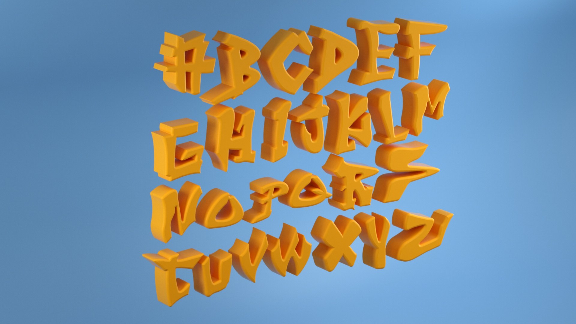 modelo 3d Letras del alfabeto de graffiti - TurboSquid 1566990