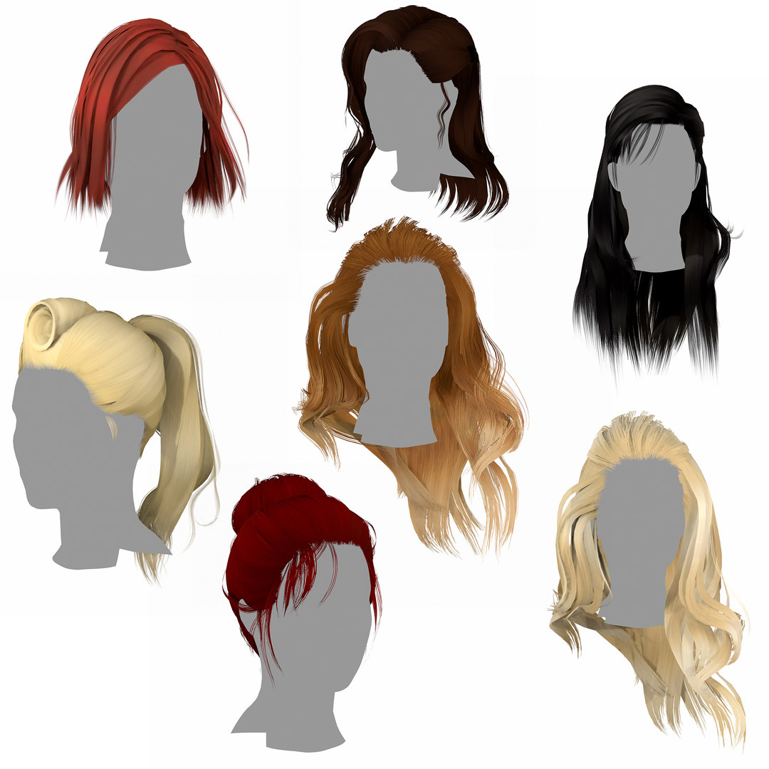 3D hair classic hairstyles low-poly - TurboSquid 1568242