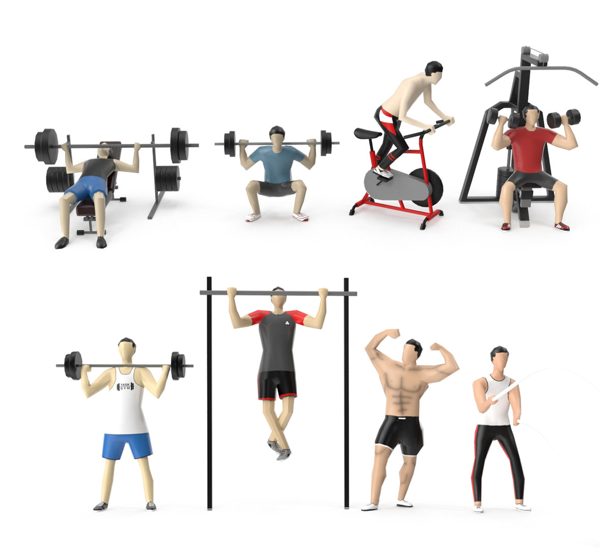 People gym fitness 3D - TurboSquid 1568390