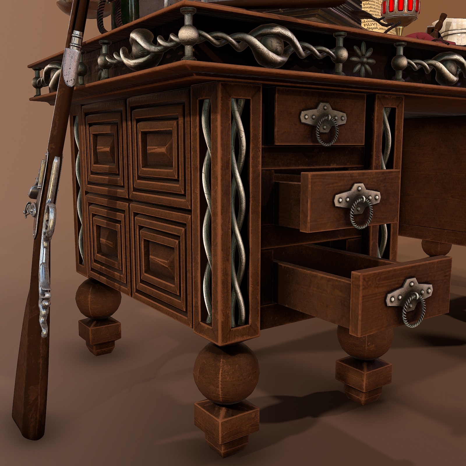 Medieval table modeled 3D - TurboSquid 1570883