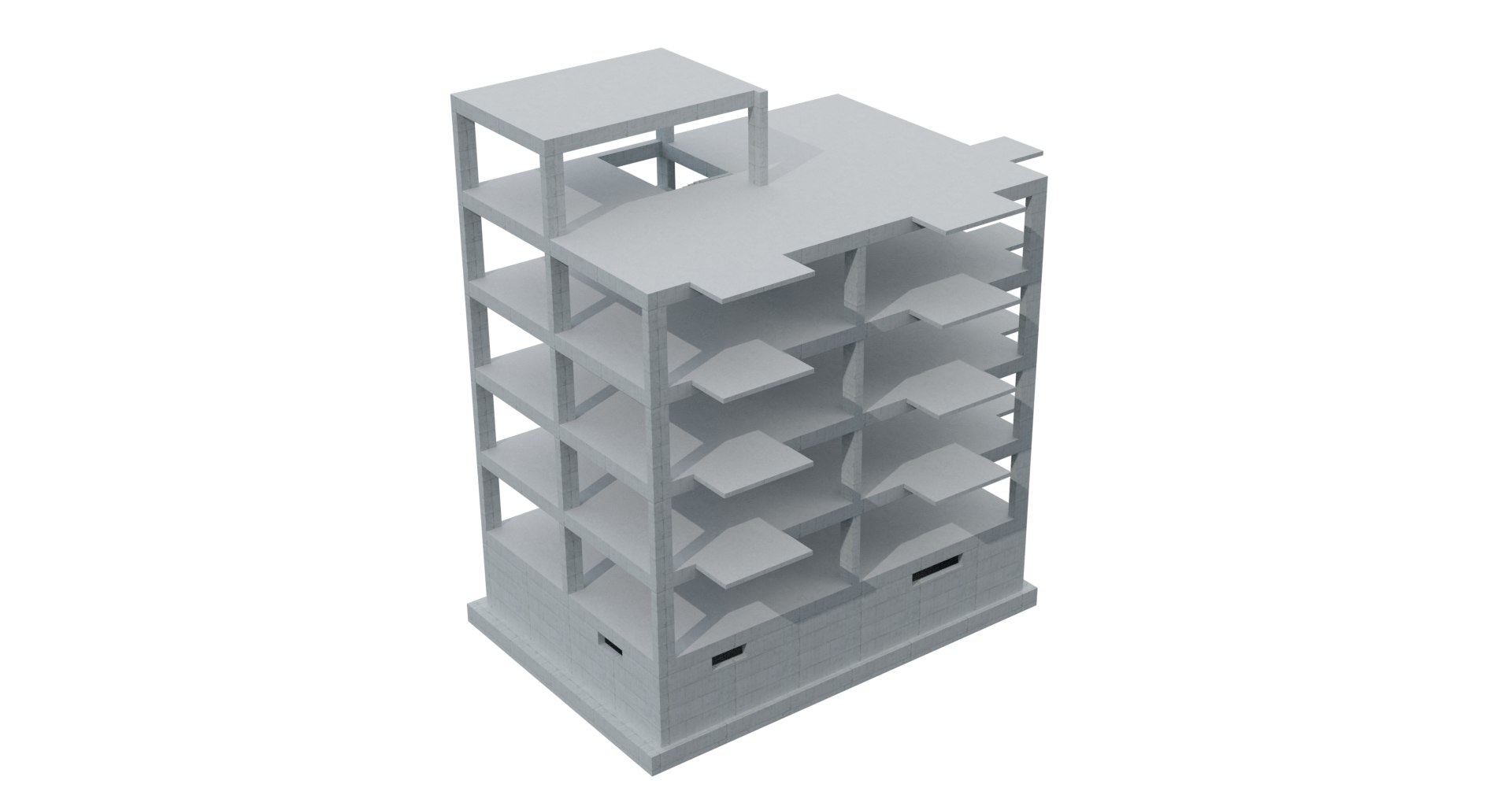 Reinforced concrete building architectural 3D model - TurboSquid 1572313