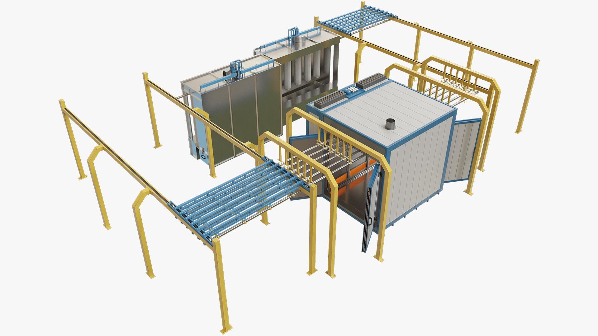 3D powder coating conveyor line - TurboSquid 1574048