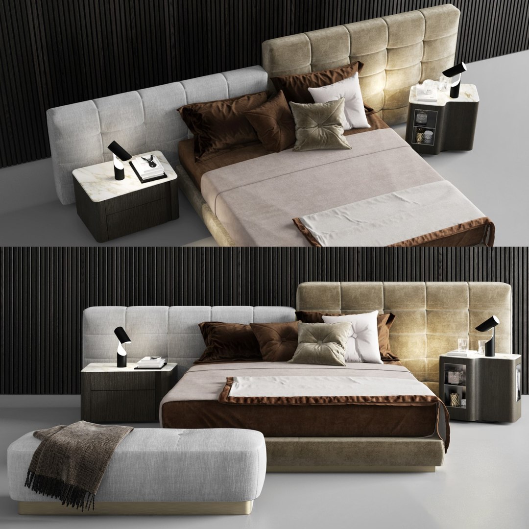 Minotti lawrence bed pouf model - TurboSquid 1574102