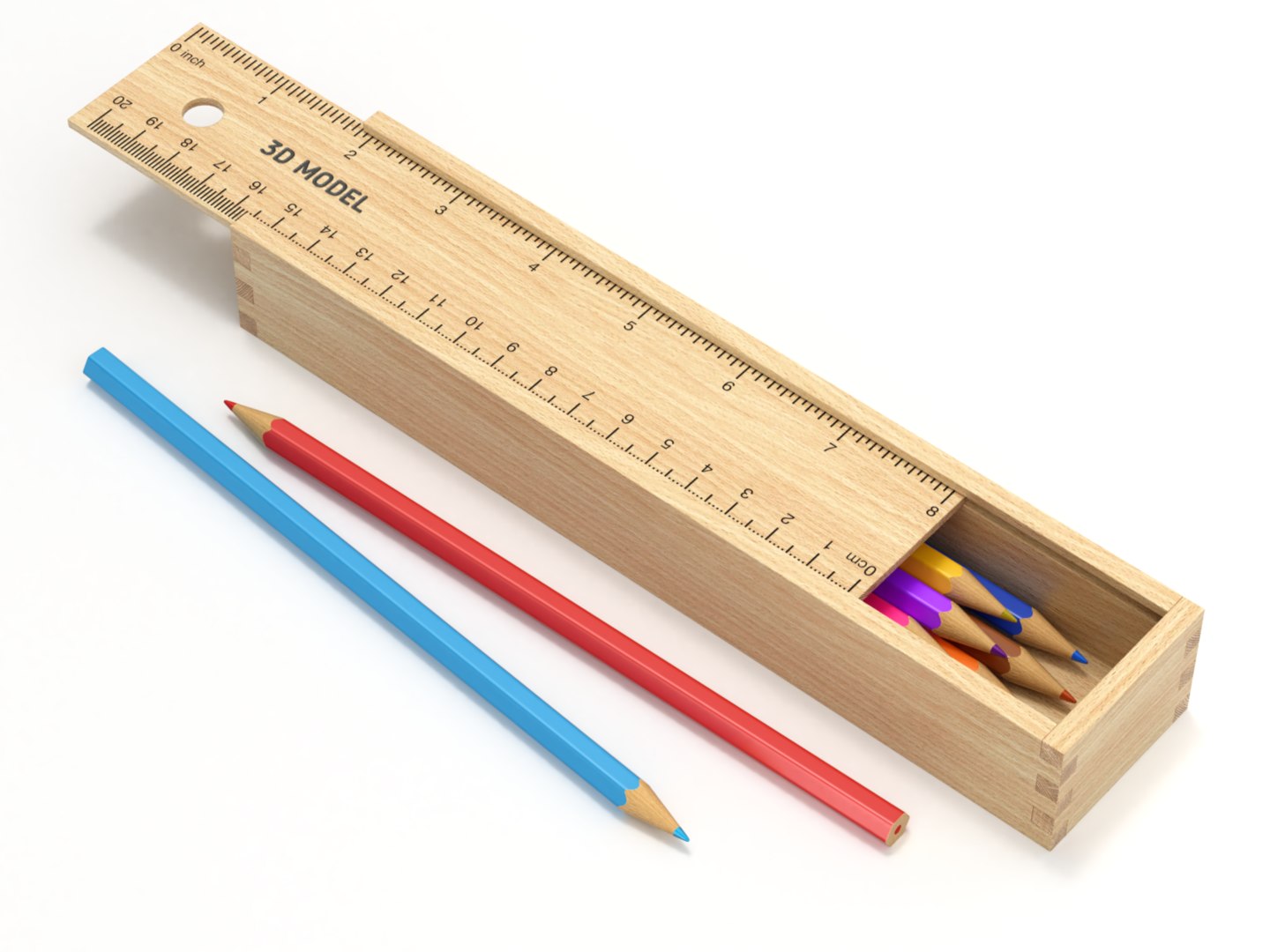 modelo 3d Pencil Box and Colored Pencils - TurboSquid 1574520