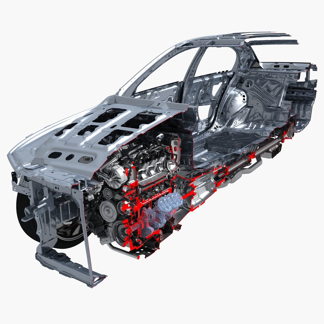 Car frame chassis cutaway 3D - TurboSquid 1574803