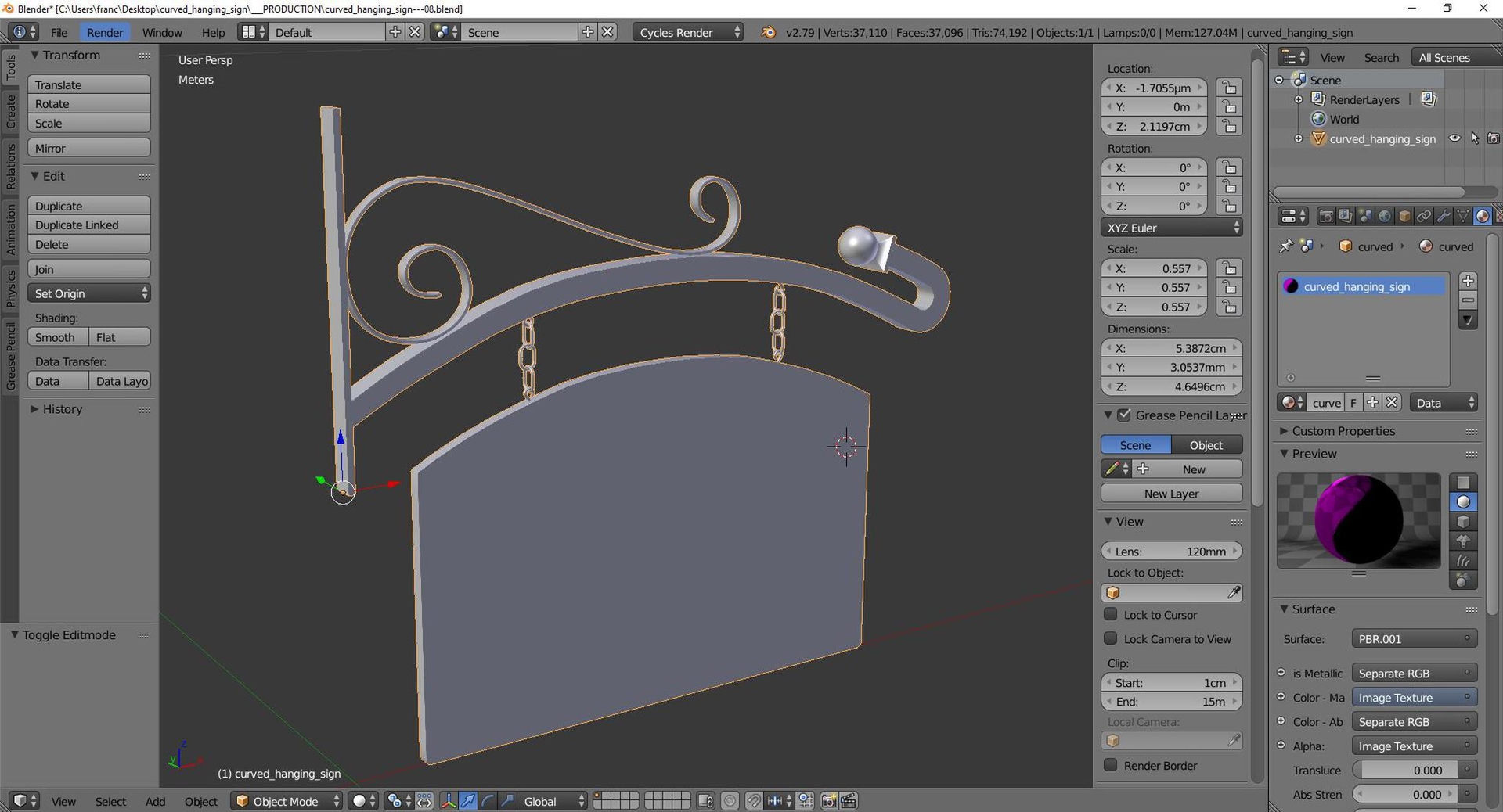 3D curved hanging sign - TurboSquid 1575242