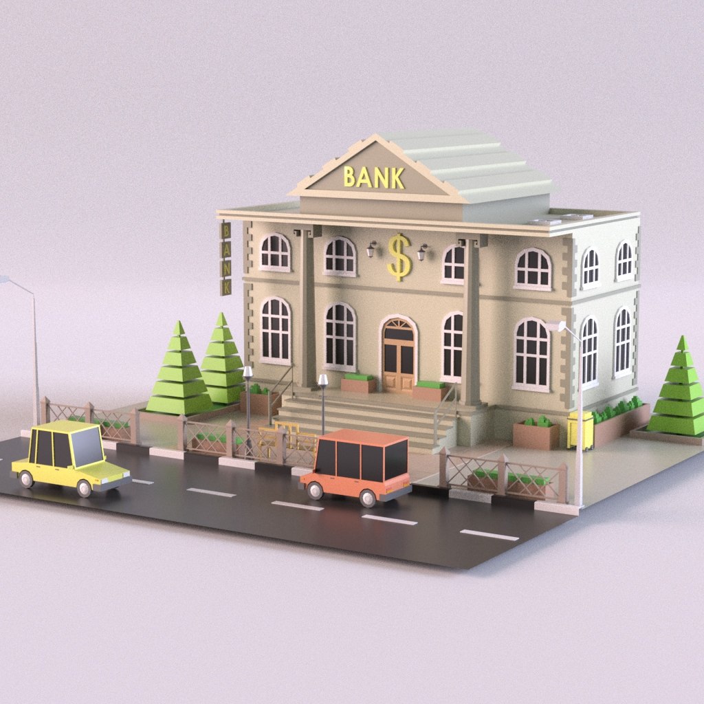 3D building bank - TurboSquid 1366312