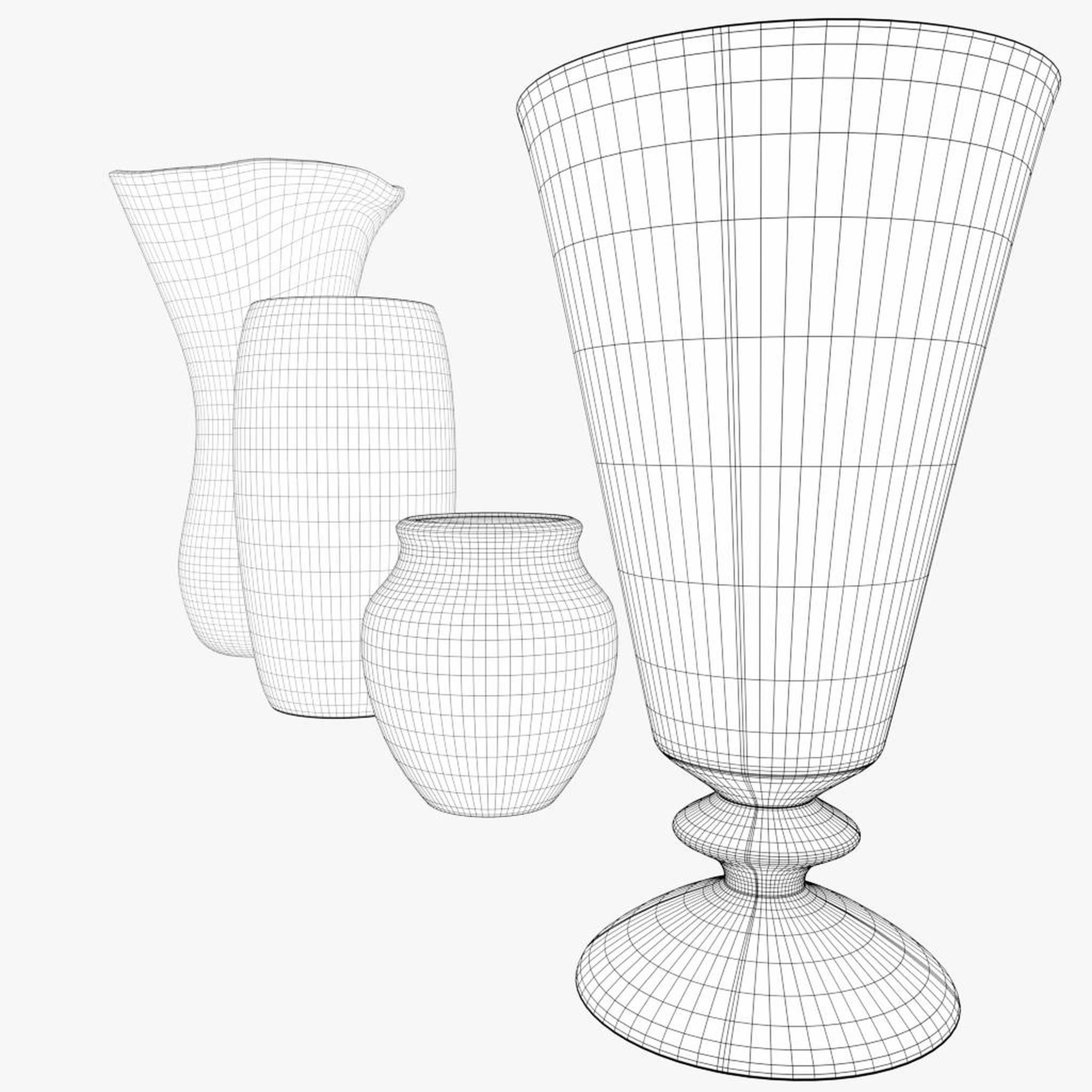 3d model 4 vases set