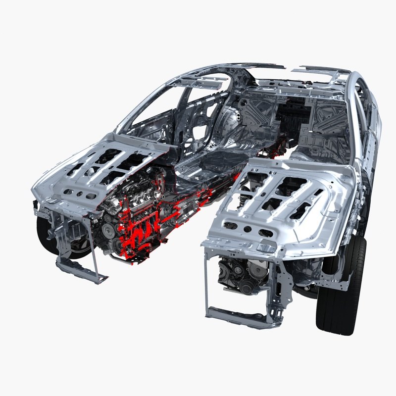 3D car frame chassis engine cutaway - TurboSquid 1577149
