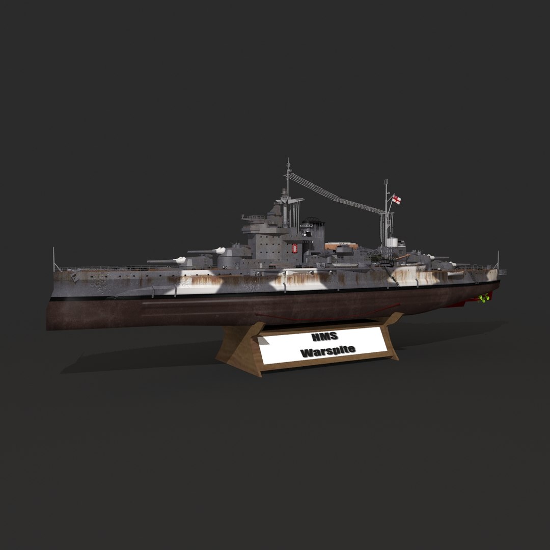 Warspite battleship model - TurboSquid 1574386