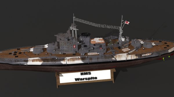 Warspite battleship model - TurboSquid 1574386