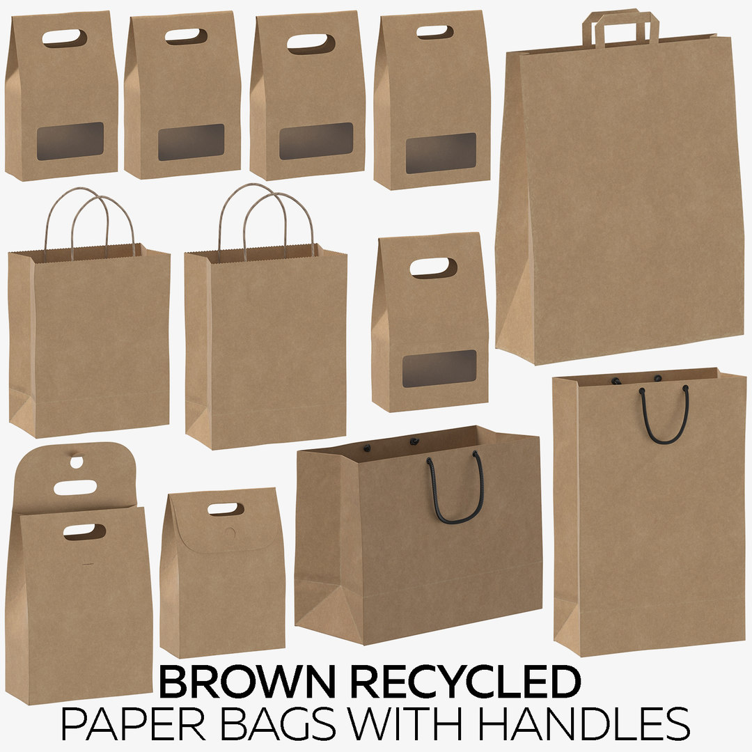 Brown recycled paper bags 3D model - TurboSquid 1578376