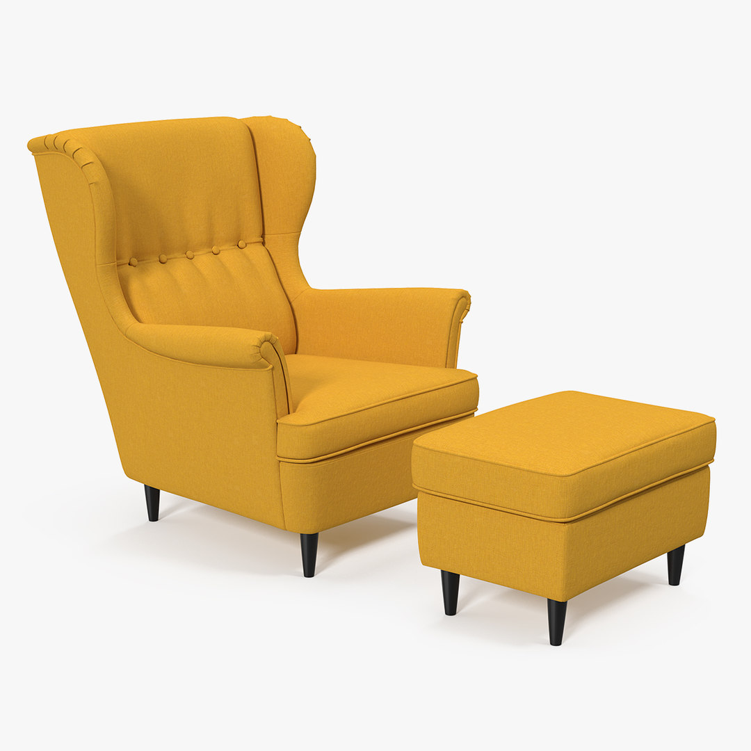 Strandmon yellow wing chair 3D model - TurboSquid 1581602