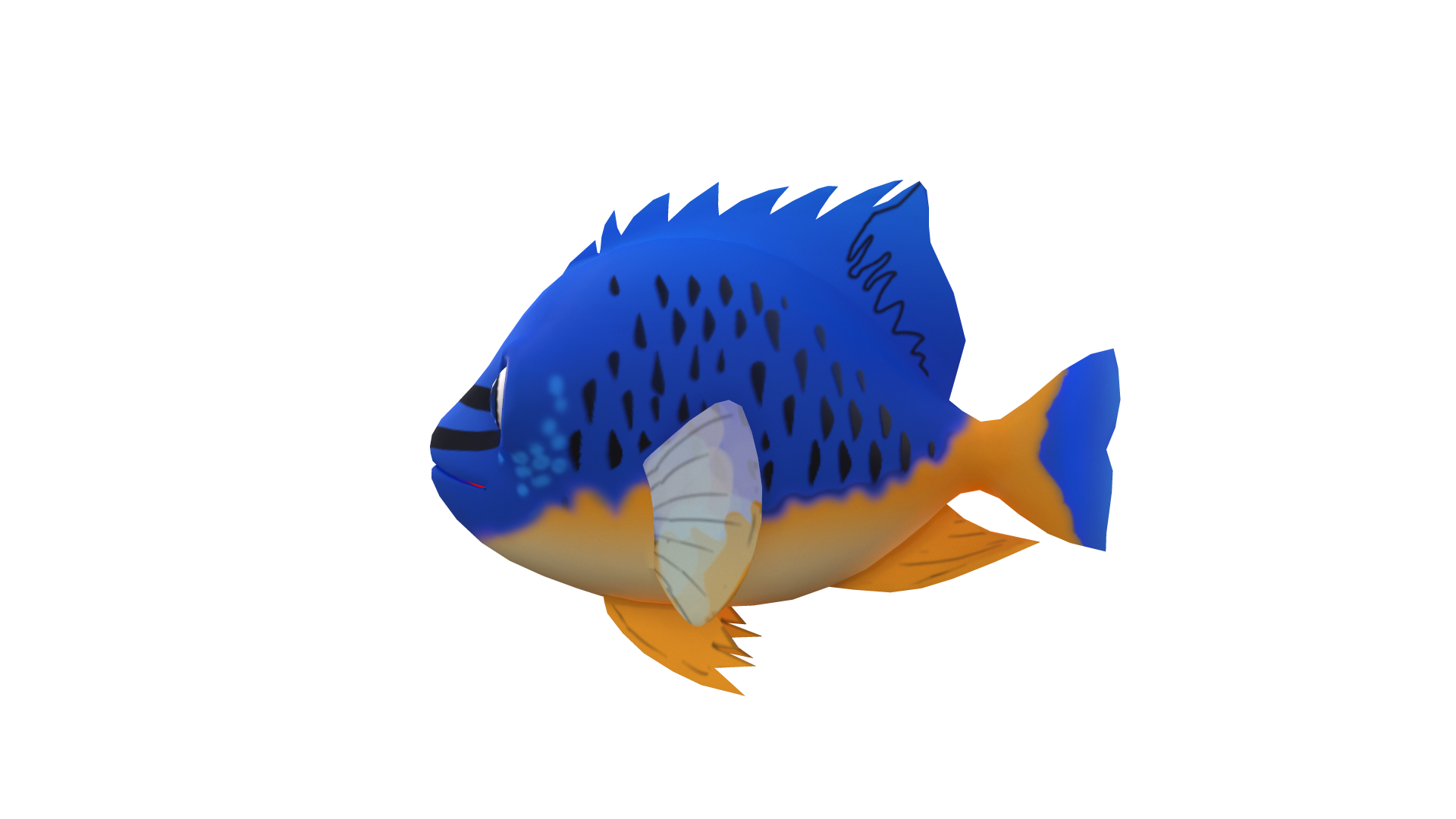 3D blue damselfish fish toon - TurboSquid 1585450