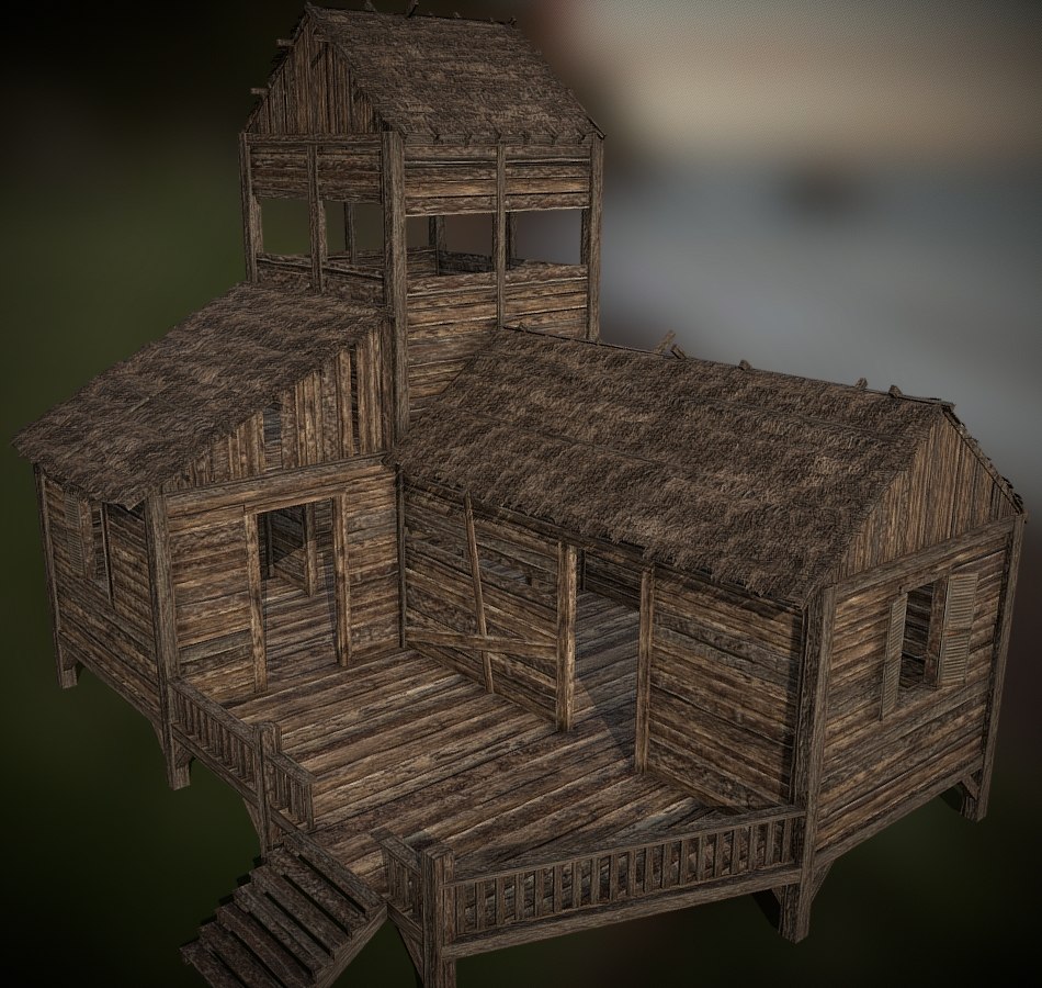 3D model realistic wooden shack old house - TurboSquid 1585437