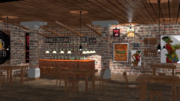 PUB Low Poly Bar 3D-Modell - TurboSquid 1585731