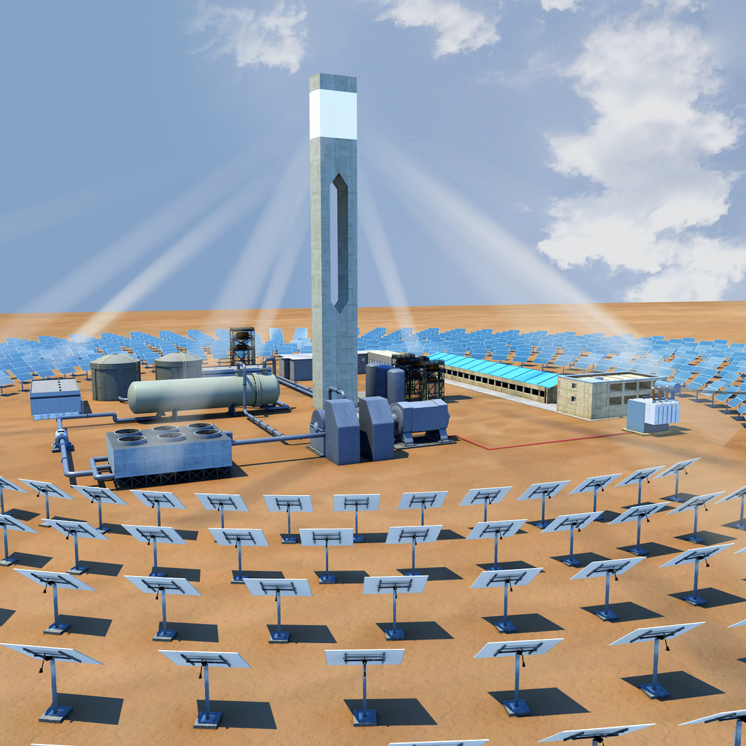 Solar power tower heliostat 3D - TurboSquid 1586522