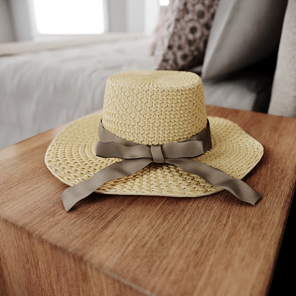 3D straw rattan hat silk - TurboSquid 1586664