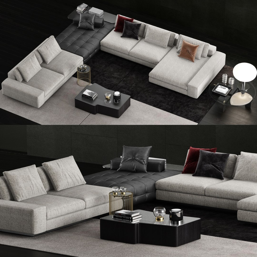 3D minotti lawrence sofa coffee table model - TurboSquid 1587141