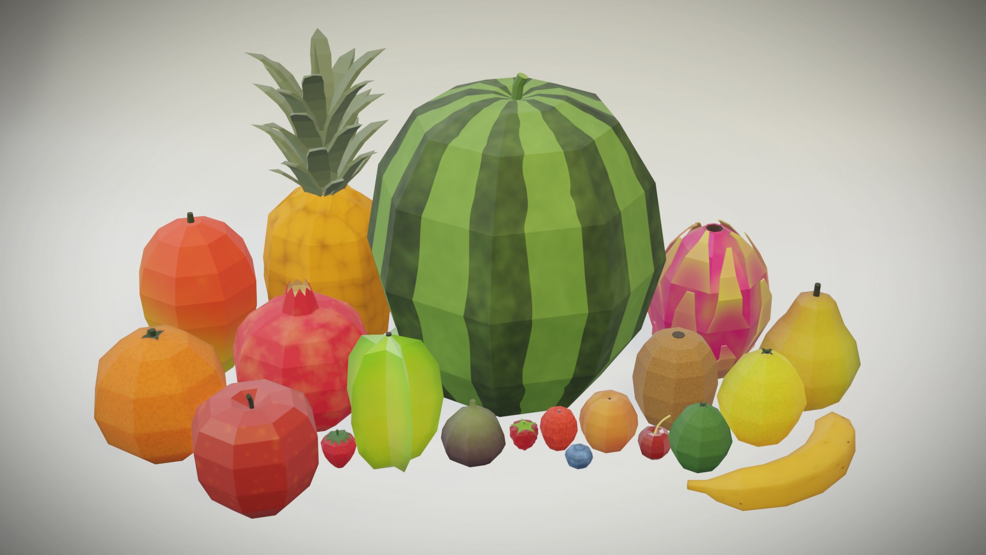 20 Fruits - Low Poly, Flat Shaded 3D-Modell - TurboSquid 1587281