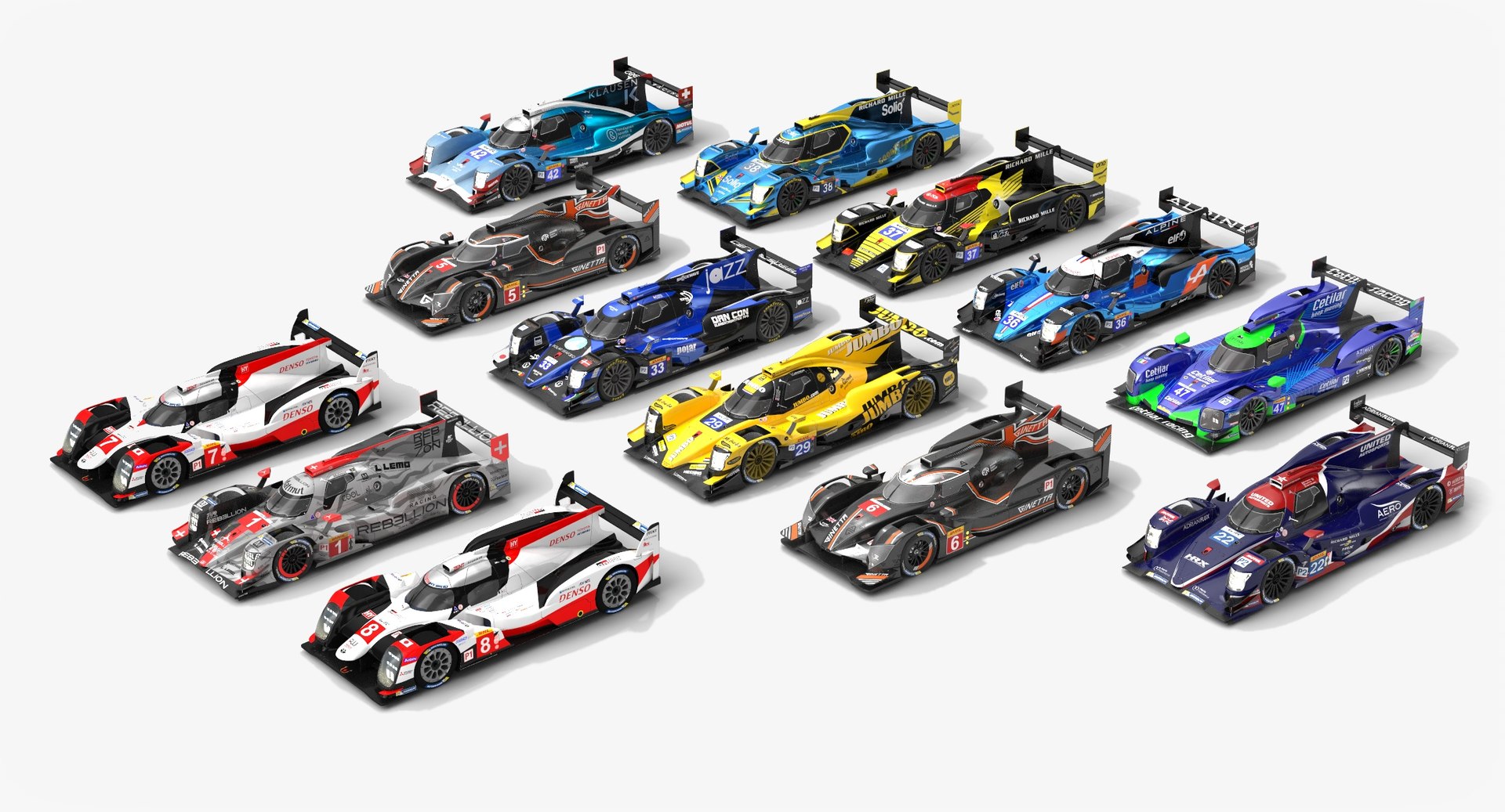 3D модель WEC LMP1 LMP2 Season 2019 2020 Race Car Collection ...