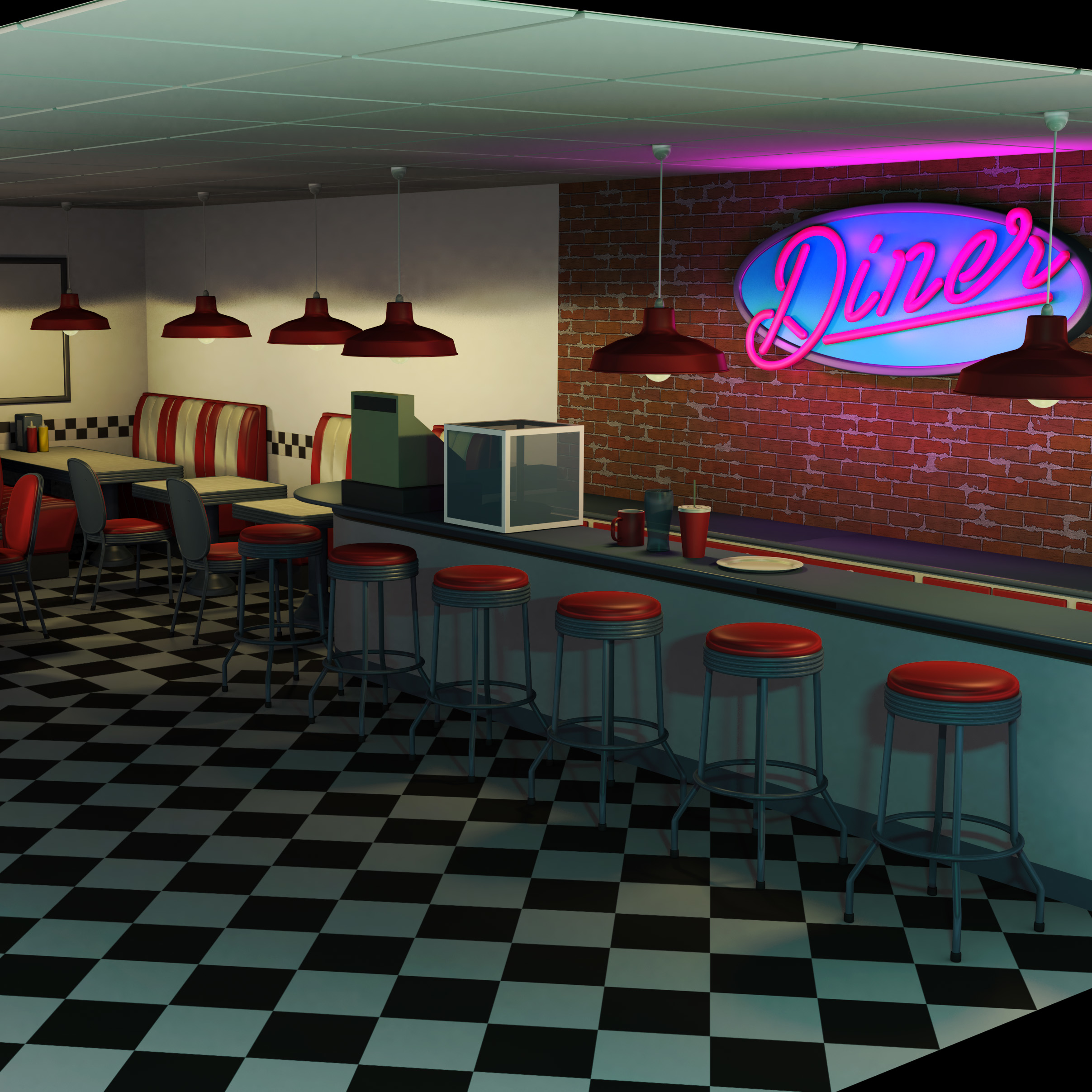 Simple diner 3D model - TurboSquid 1587902