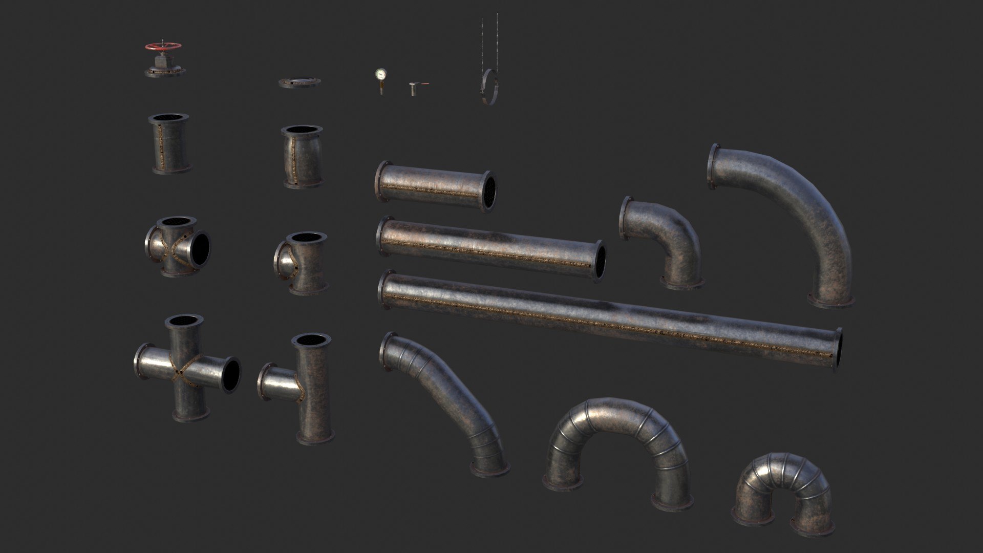 Modular pipes metallic 3D model - TurboSquid 1588851