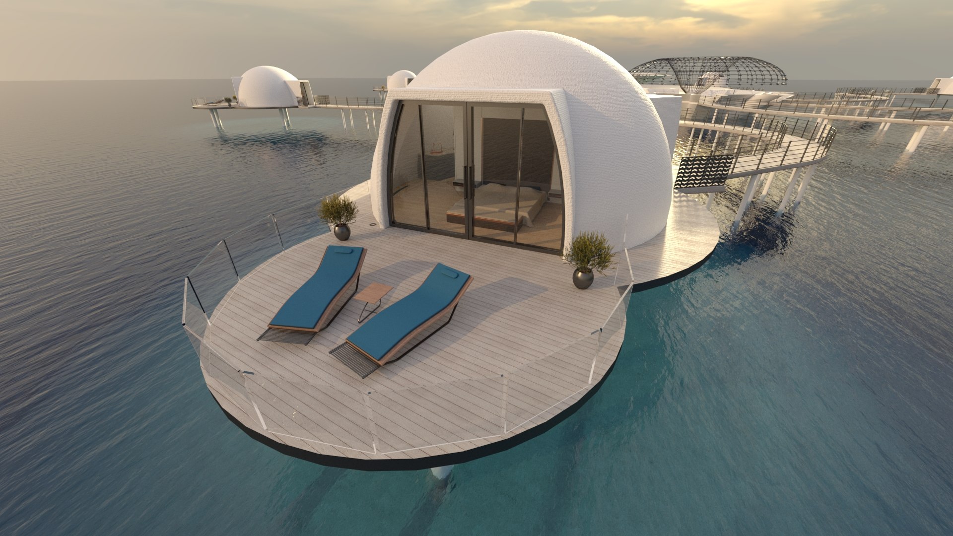 Sea chalets bedroom kitchen 3D - TurboSquid 1589456