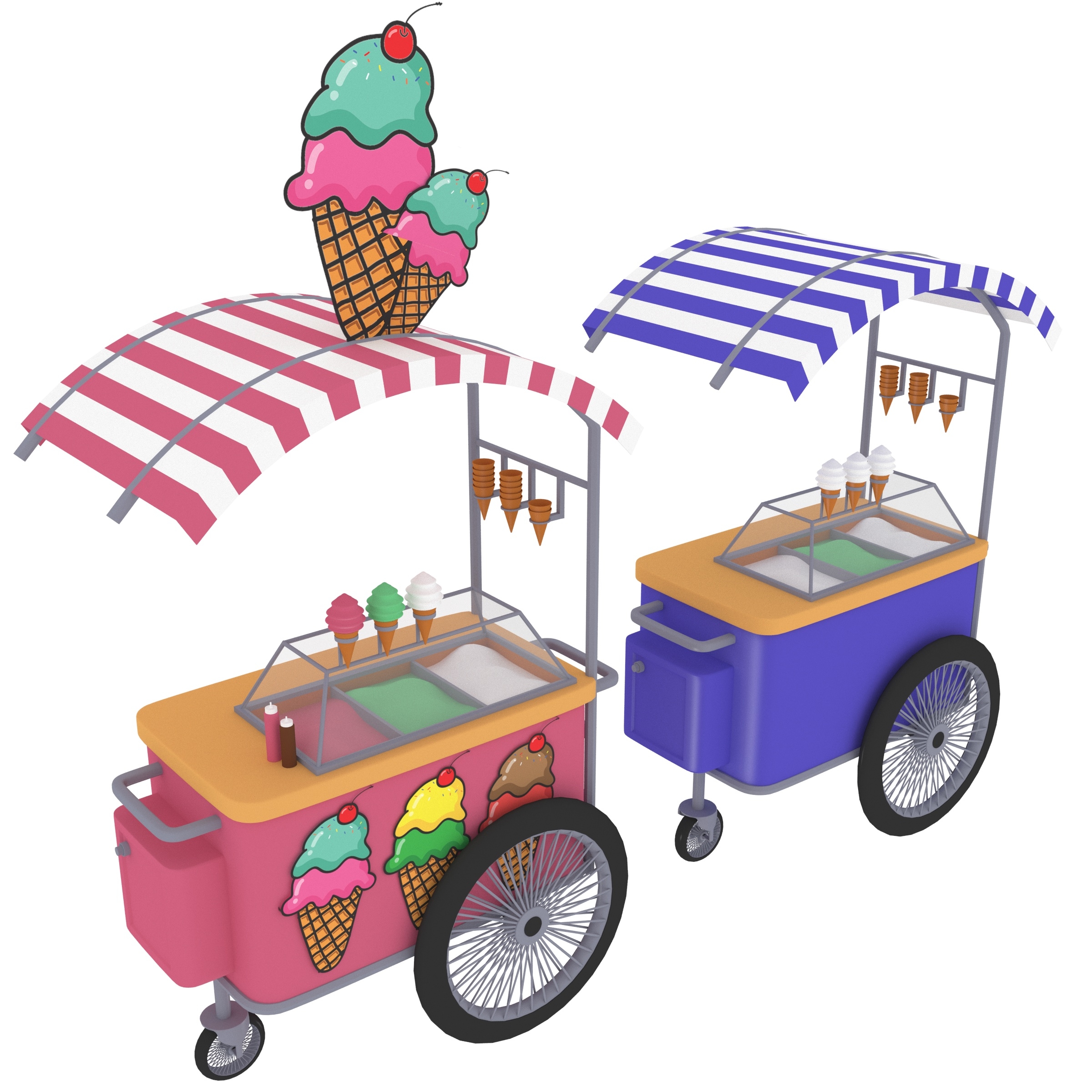 3D ice cream cart model - TurboSquid 1589446