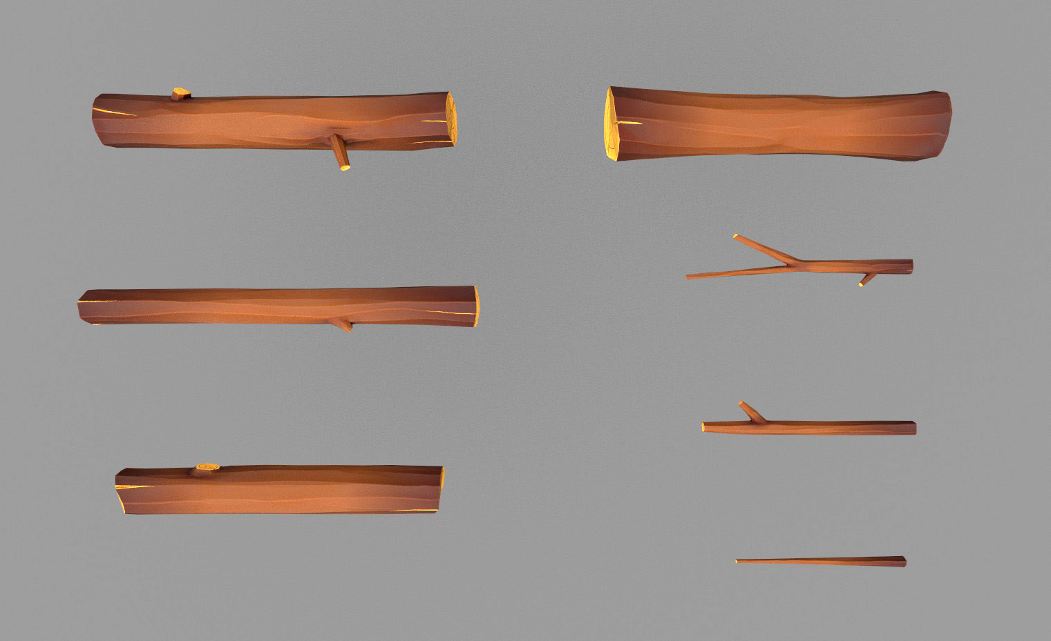 Cartoon log styled set 3D model - TurboSquid 1589471